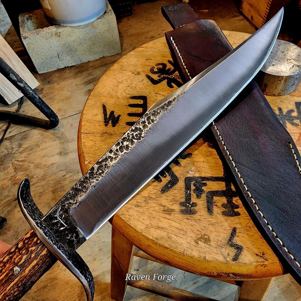 Raven Forge Hand-forged Bowie MASSIVE 12" Blade, Razor Sharp & Built to ...