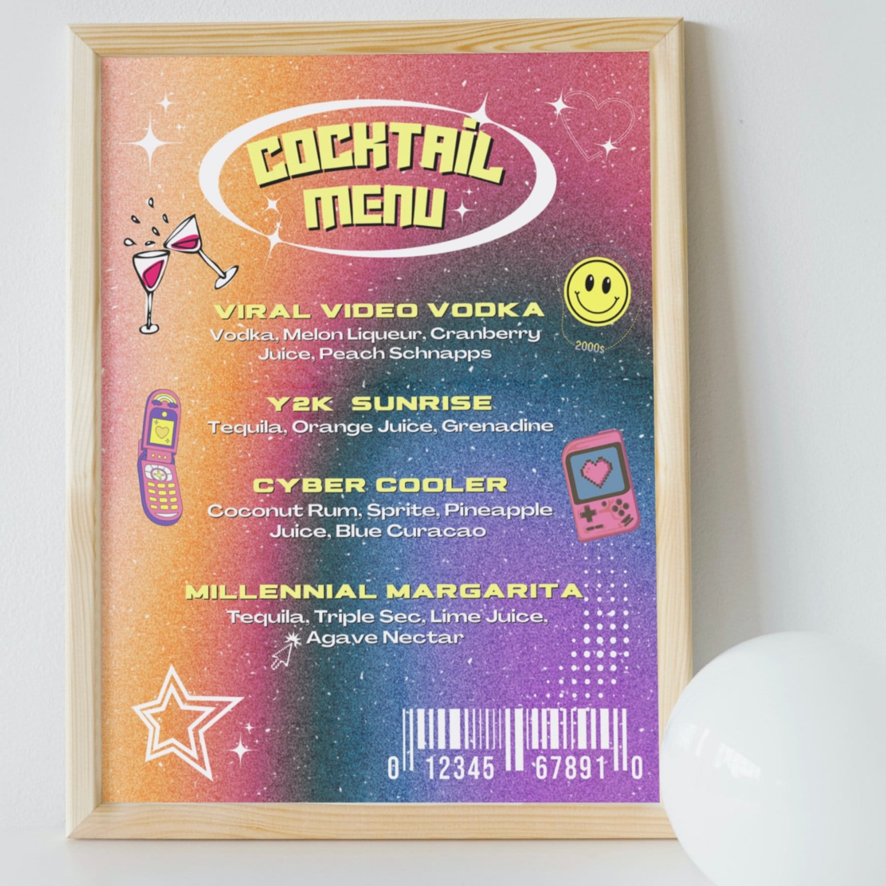 Y2K Inspired Cocktail Menu, New Years Eve Menu, Y2K, 2000s Inspire ...