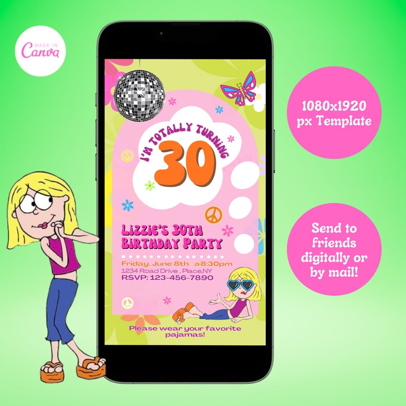 Lizzie Mcguire Inspired Invitation, Invitation Template, Birthday ...