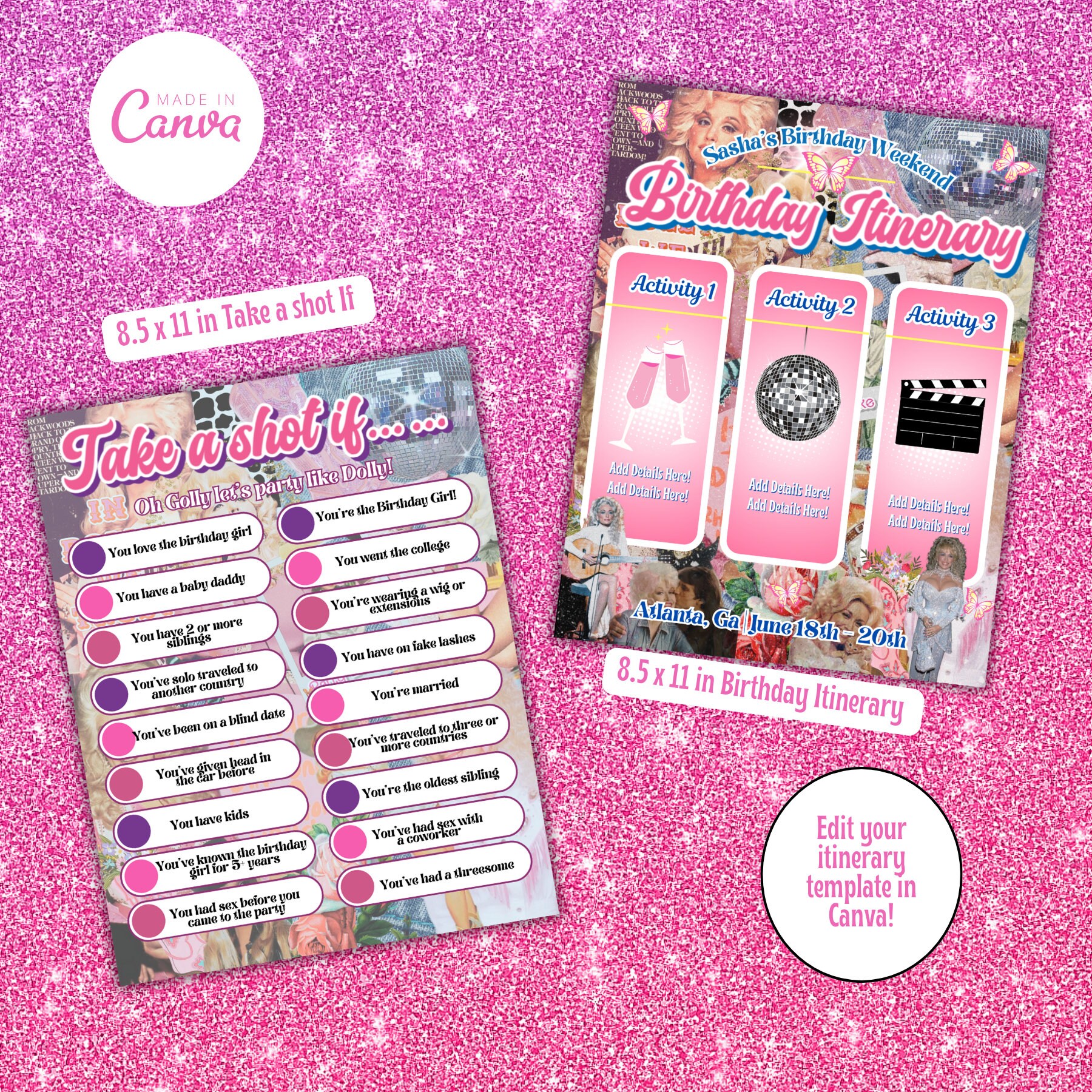 Dolly Parton, Party Games, Birthday Game Bundle, Adult Party Games ...