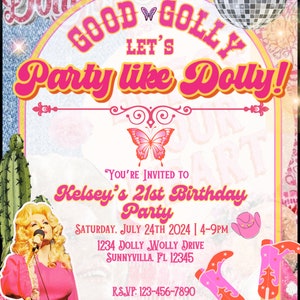 Dolly Inspired Birthday Invitation, Dolly Parton, Invitation Template ...