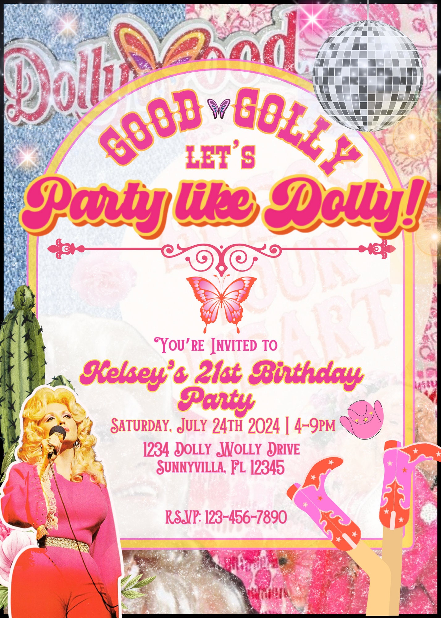 Dolly Inspired Birthday Invitation Dolly Template Girly - Etsy