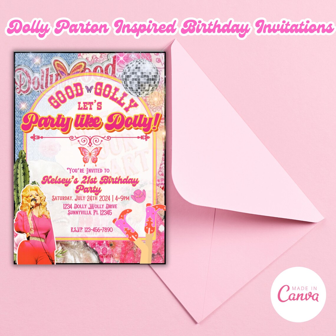 Dolly Inspired Birthday Invitation Dolly Template Girly - Etsy