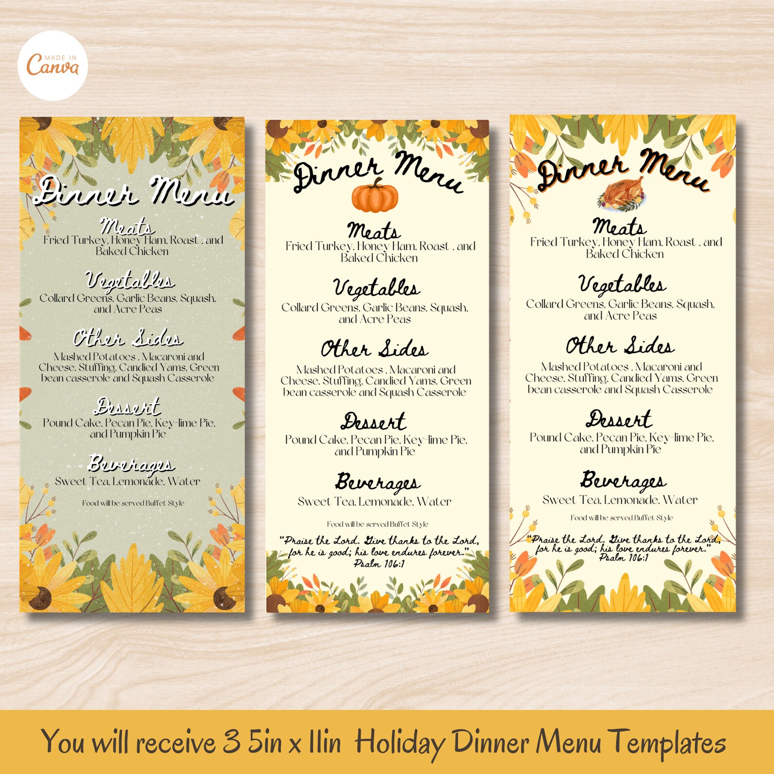 Thanksgiving Menu and Name Card | Fall Party |holiday Dinner Party ...