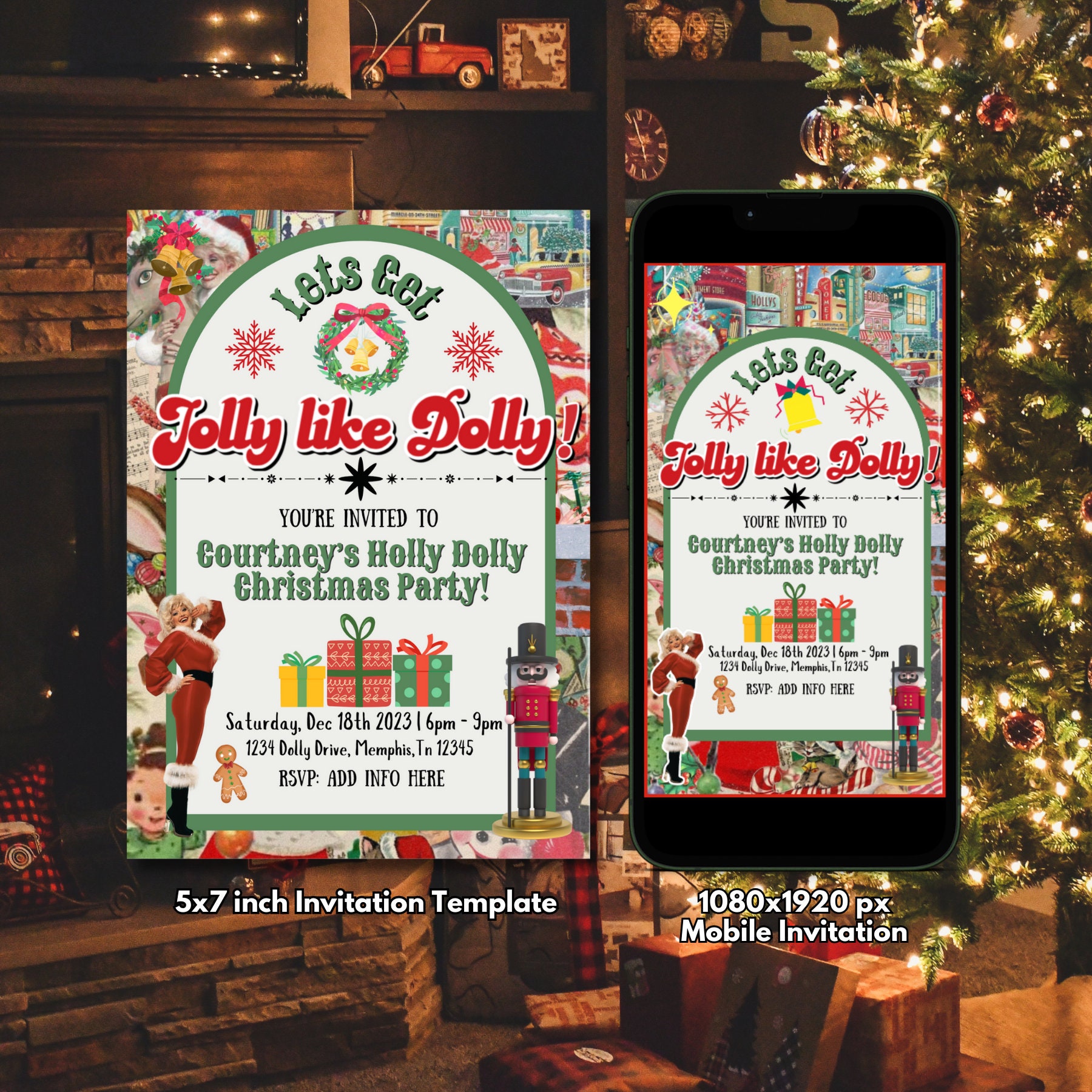 Dolly Parton, Retro Christmas Invitation, Christmas Card, Christmas ...