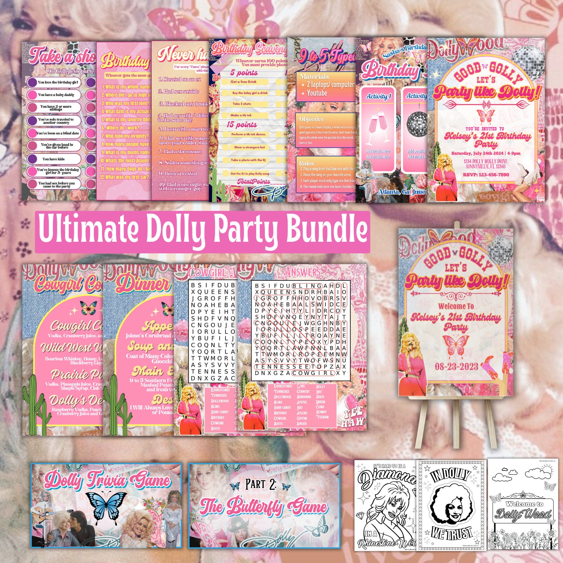 Dolly Parton, Party Games, Birthday Game Bundle, Adult Party Games ...