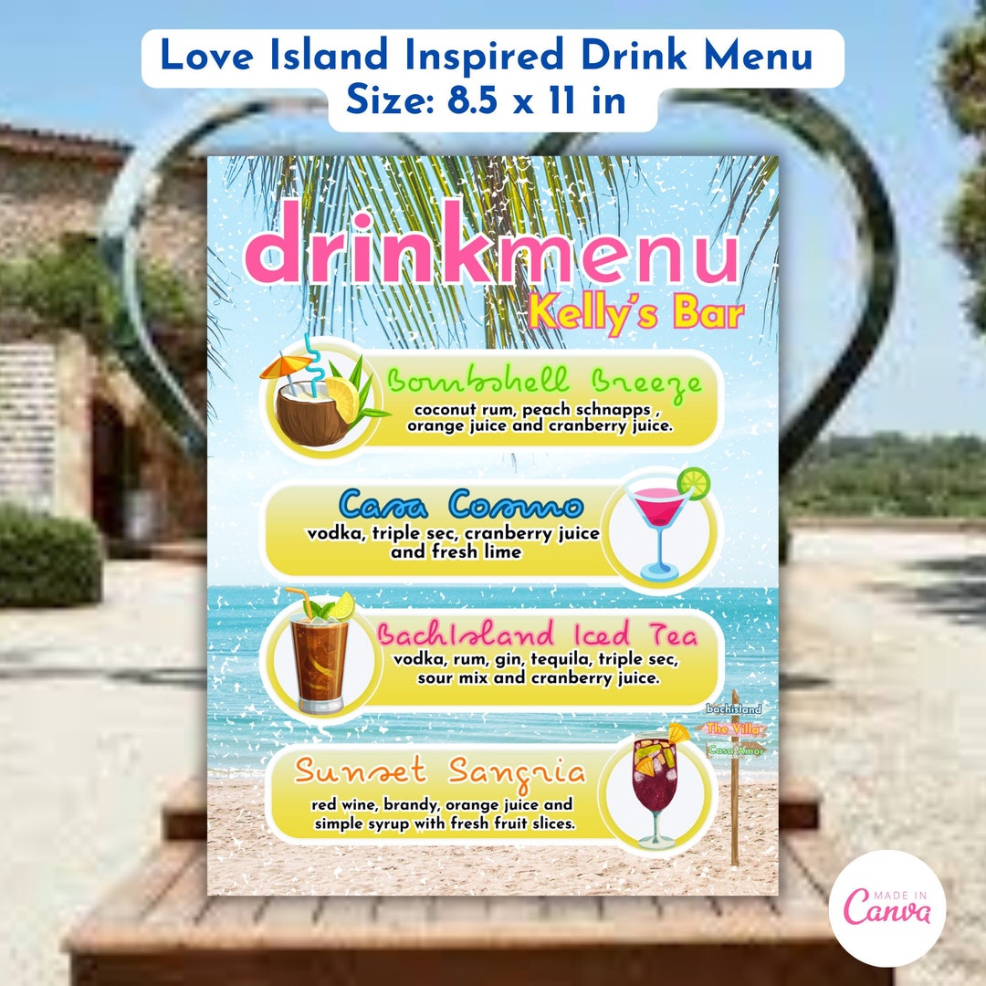 Island Inspired Menu and Recipes , Tropical Cocktail Menu, Beach Bar ...