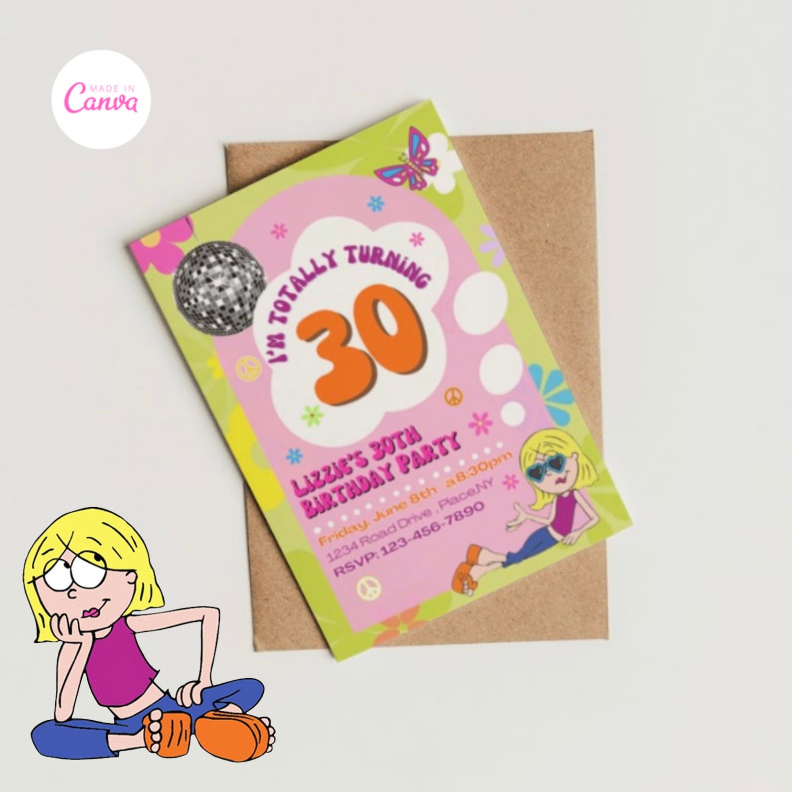 Lizzie Mcguire Inspired Invitation, Invitation Template, Birthday ...