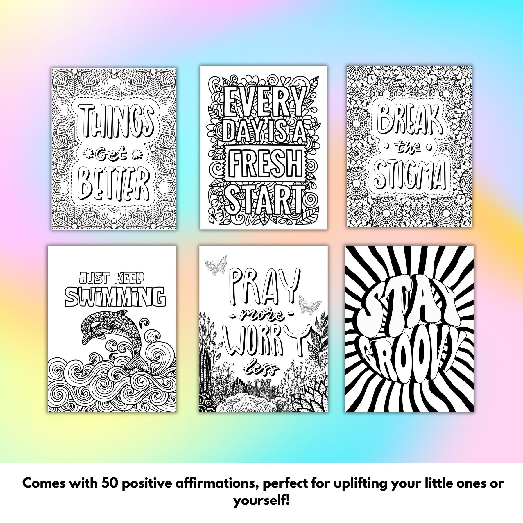 Mental Health Coloring Pages, Positive Affirmations, Kids Coloring ...