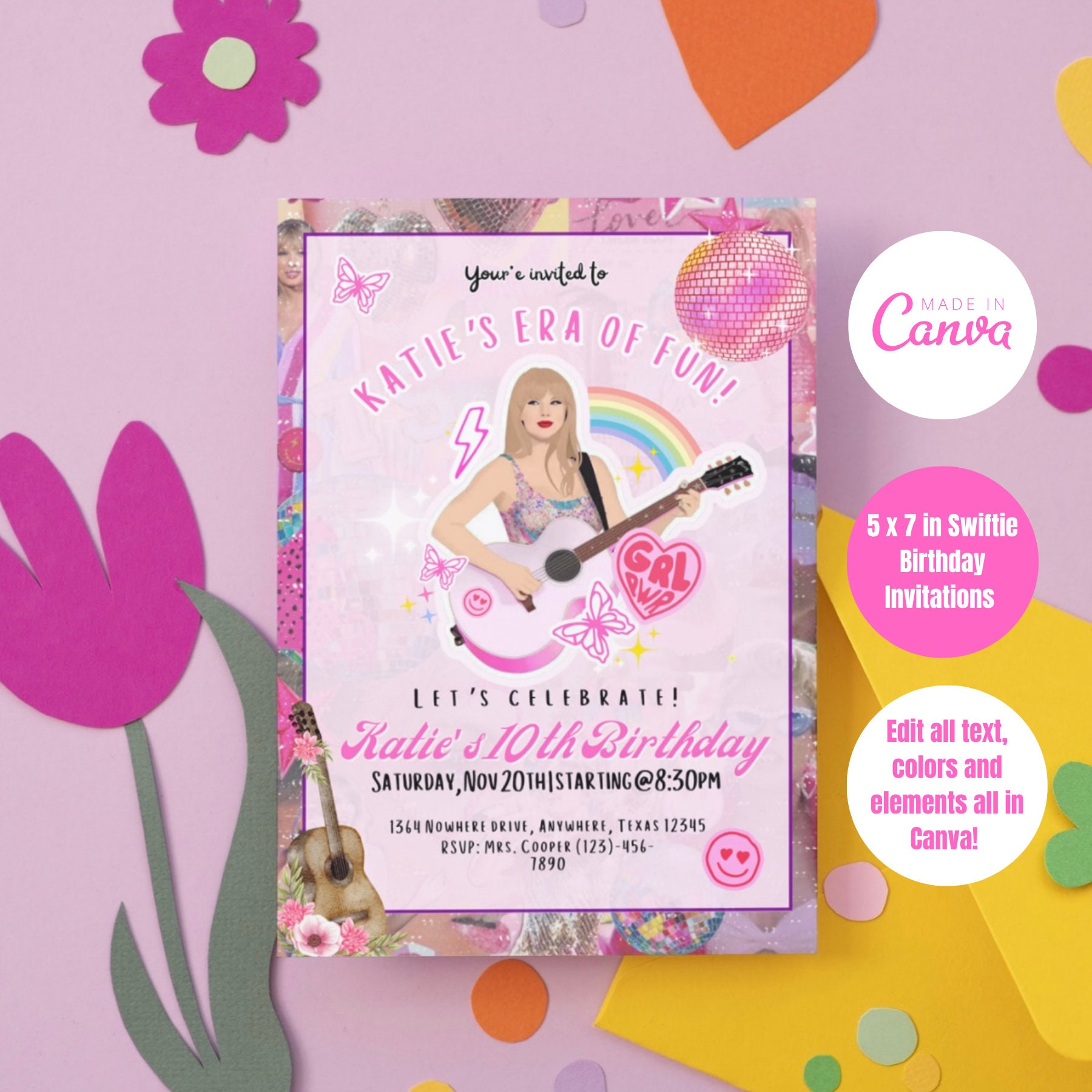 Eras Swiftie Inspired Birthday Party Swiftie Merch invitation Template ...