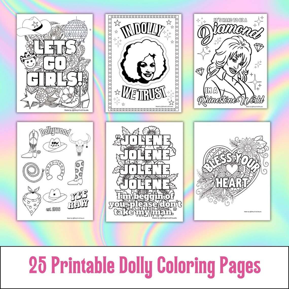 Dolly Parton, Kids Party Bundle, Birthday Games, Coloring Pages, Party ...