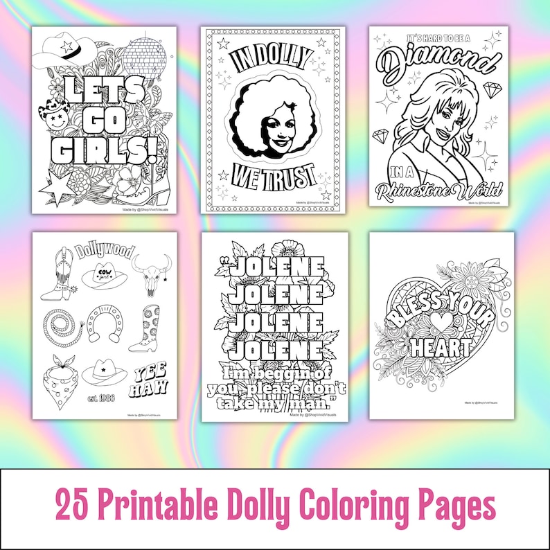Dolly Parton, Kids Party Bundle, Birthday Games, Coloring Pages, Party ...