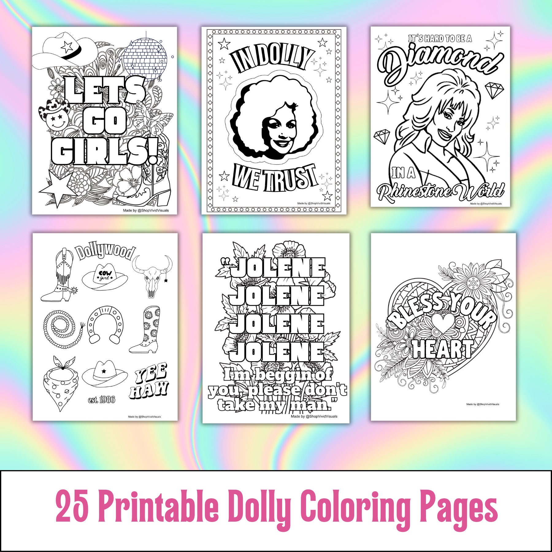 Dolly Parton, Kids Party Bundle, Birthday Games, Coloring Pages, Party ...