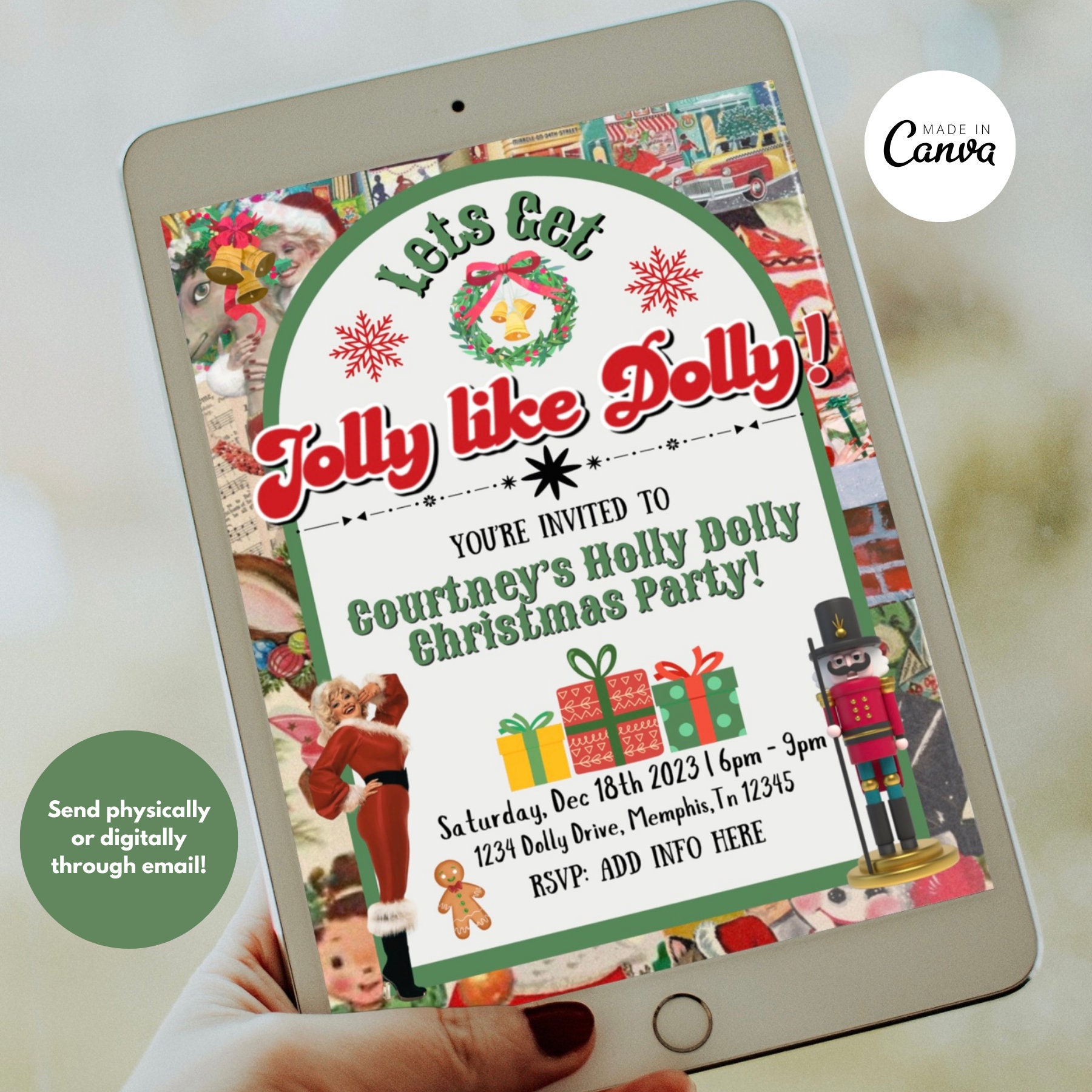 Dolly Parton, Retro Christmas Invitation, Christmas Card, Christmas ...