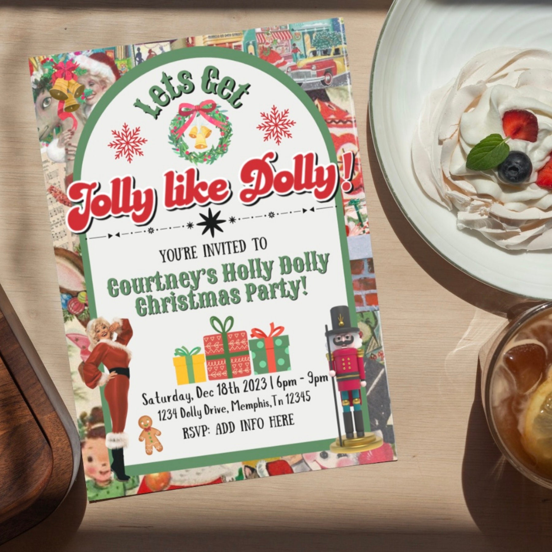 Dolly Parton, Retro Christmas Invitation, Christmas Card, Christmas ...