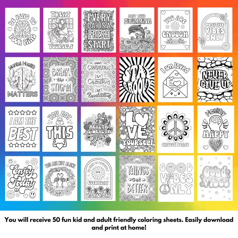 Mental Health Coloring Pages, Positive Affirmations, Kids Coloring ...