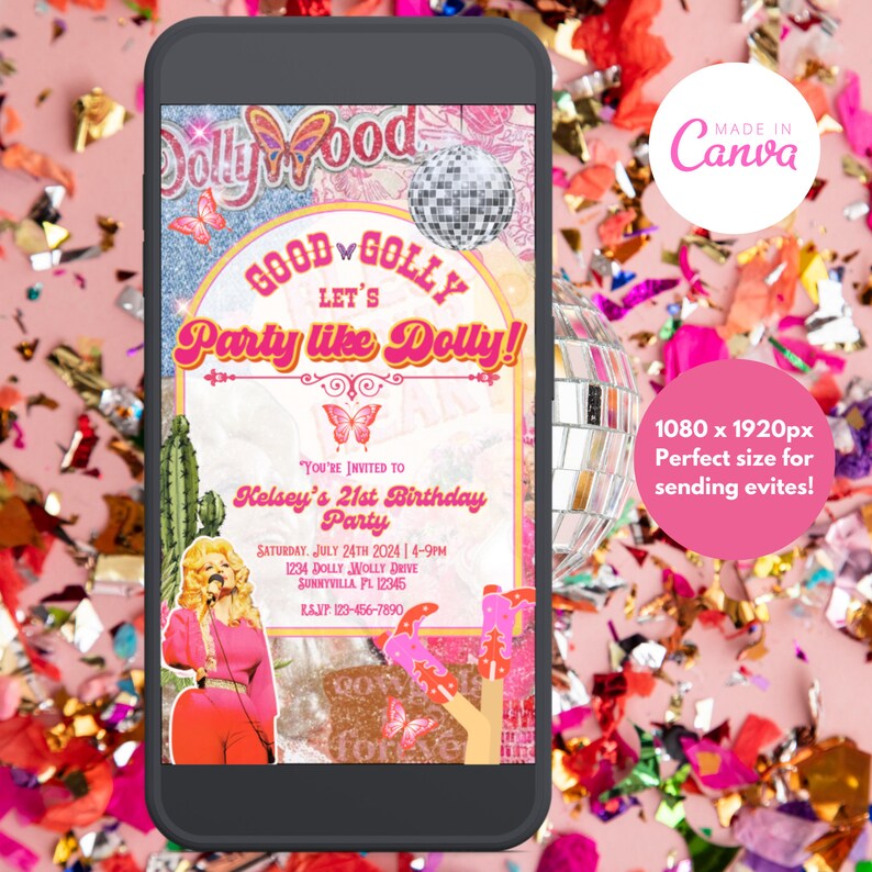 Personalized Dolly Parton Invitations, Custom Invitations, Dolly Parton ...