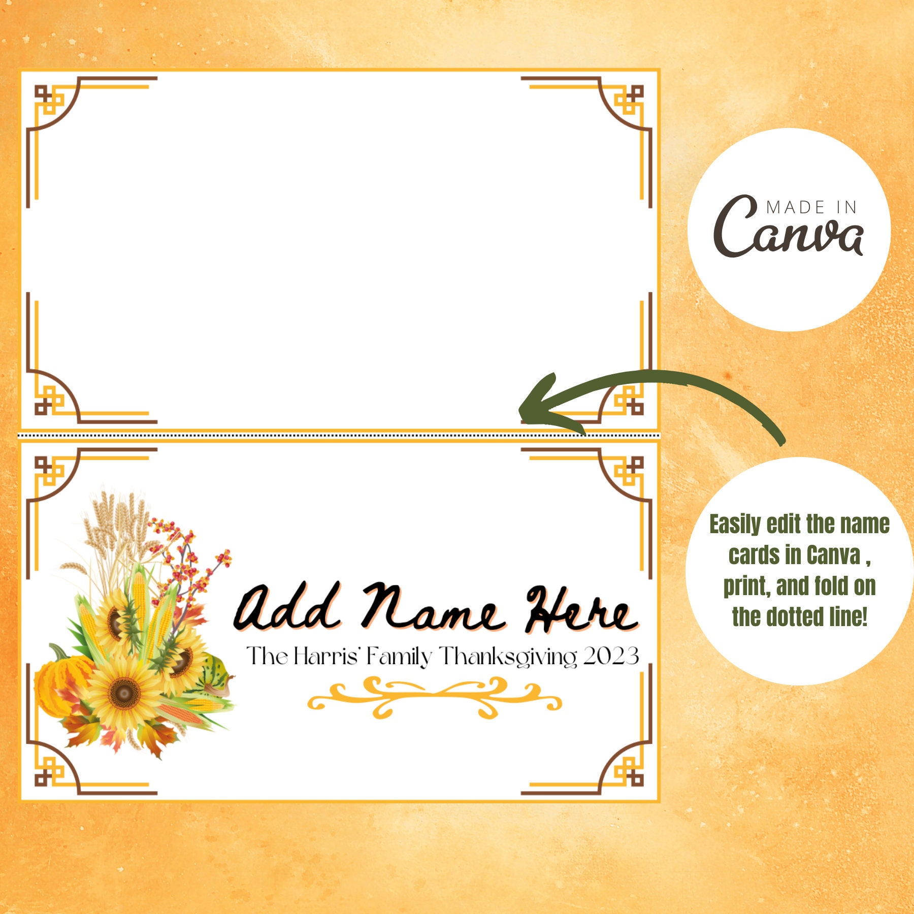 Thanksgiving Menu and Name Card | Fall Party |holiday Dinner Party ...