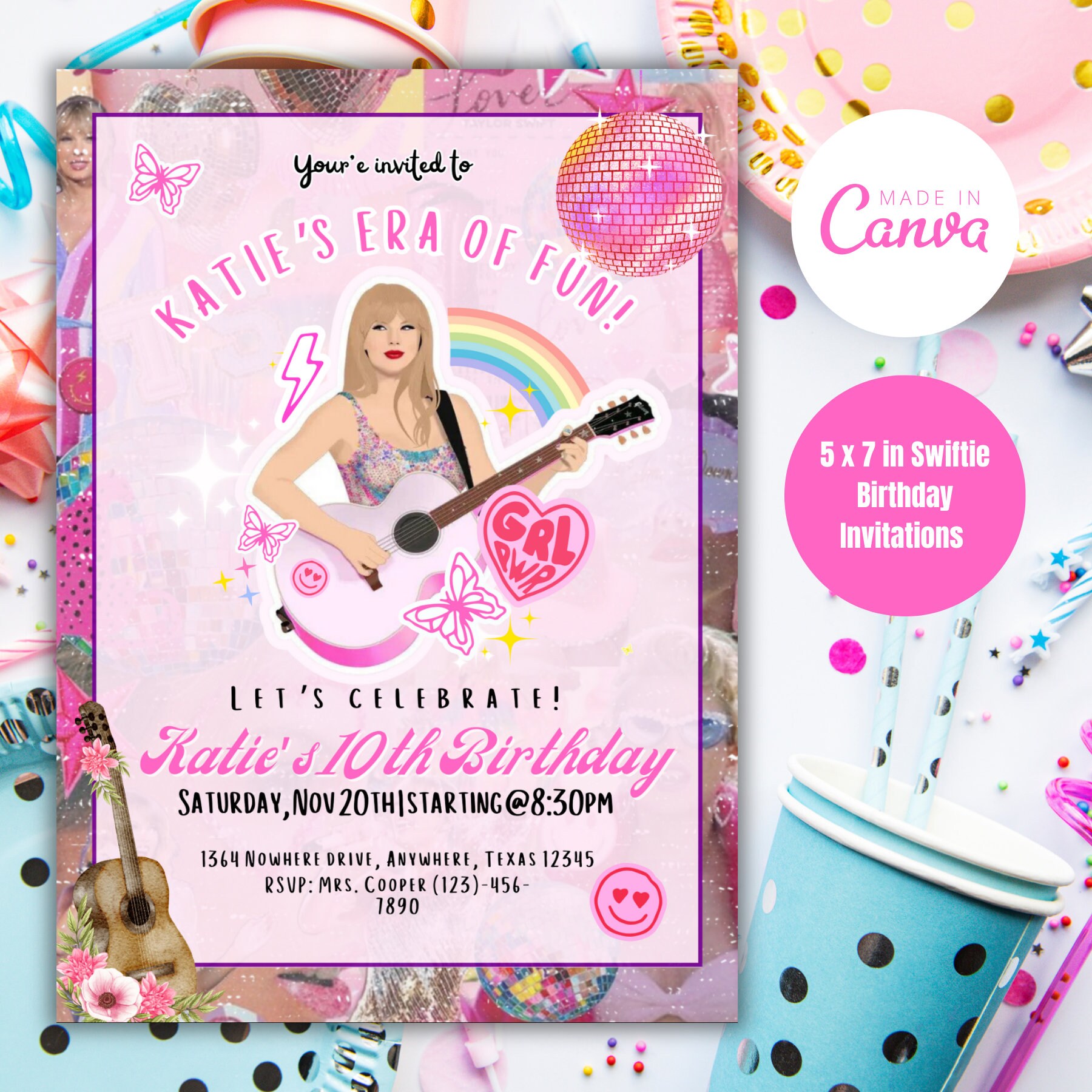 Eras Swiftie Inspired Birthday Party Swiftie Merch invitation Template ...