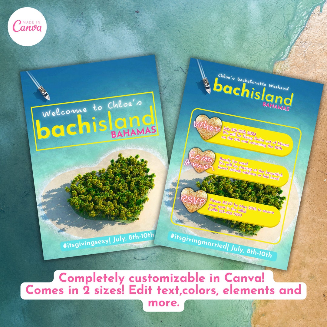 Island Inspired Birthday Invitation, Tropical Birthday Invitation, Hen ...