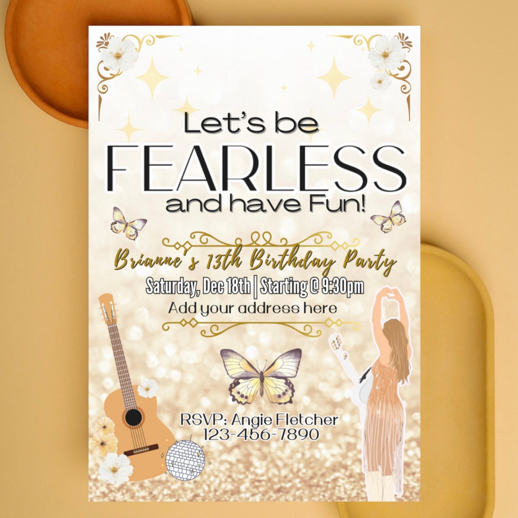 Eras Fearless and Fun Birthday Party Swiftie Merch invitation Template ...