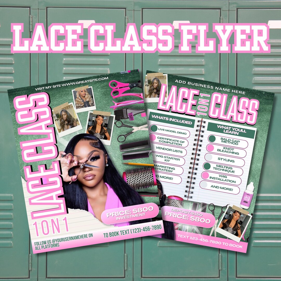Lace Class Flyer: Hair & Wig 1-on-1 Promotion (canva Template) - Etsy