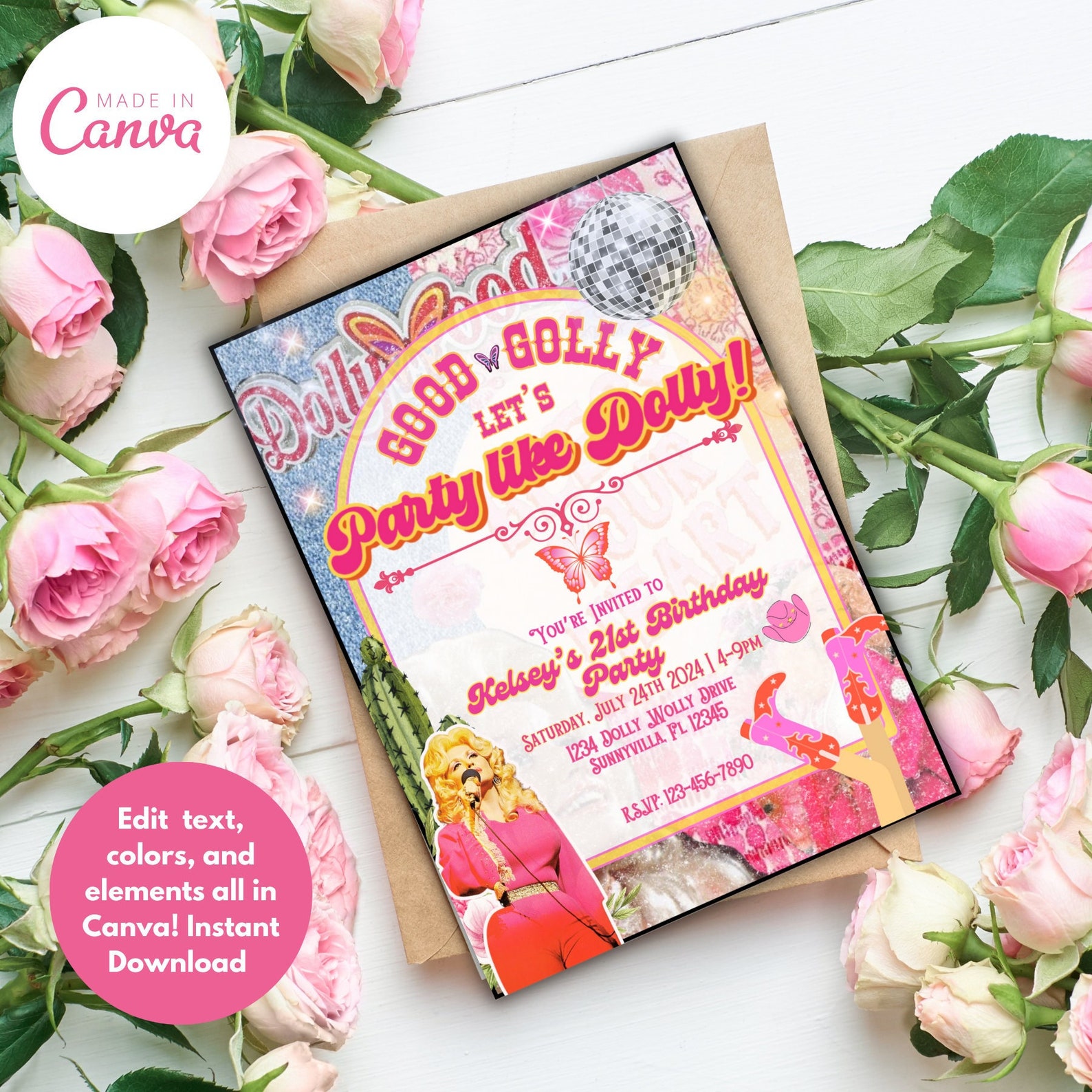 Dolly Inspired Birthday Invitation, Dolly Parton, Invitation Template ...