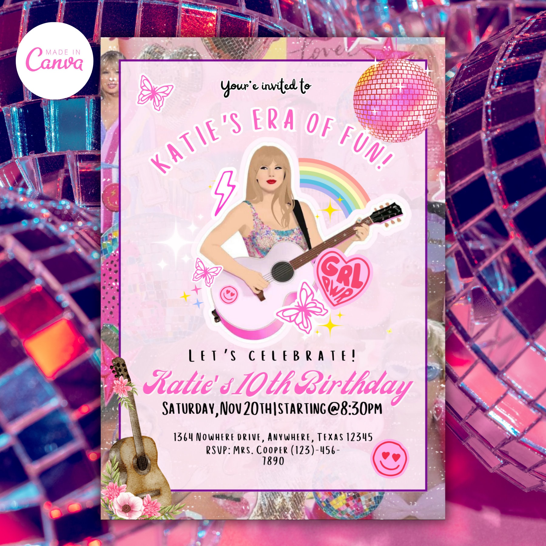 Eras Swiftie Inspired Birthday Party Swiftie Merch invitation Template ...