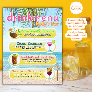Island Inspired Menu and Recipes , Tropical Cocktail Menu, Beach Bar ...
