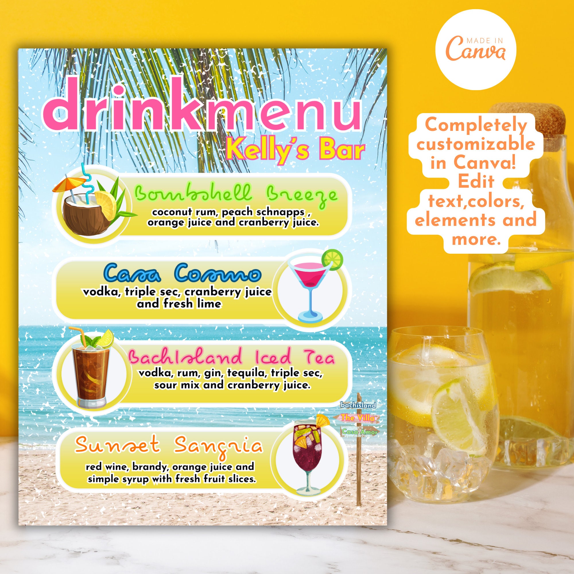 Island Inspired Menu and Recipes , Tropical Cocktail Menu, Beach Bar ...