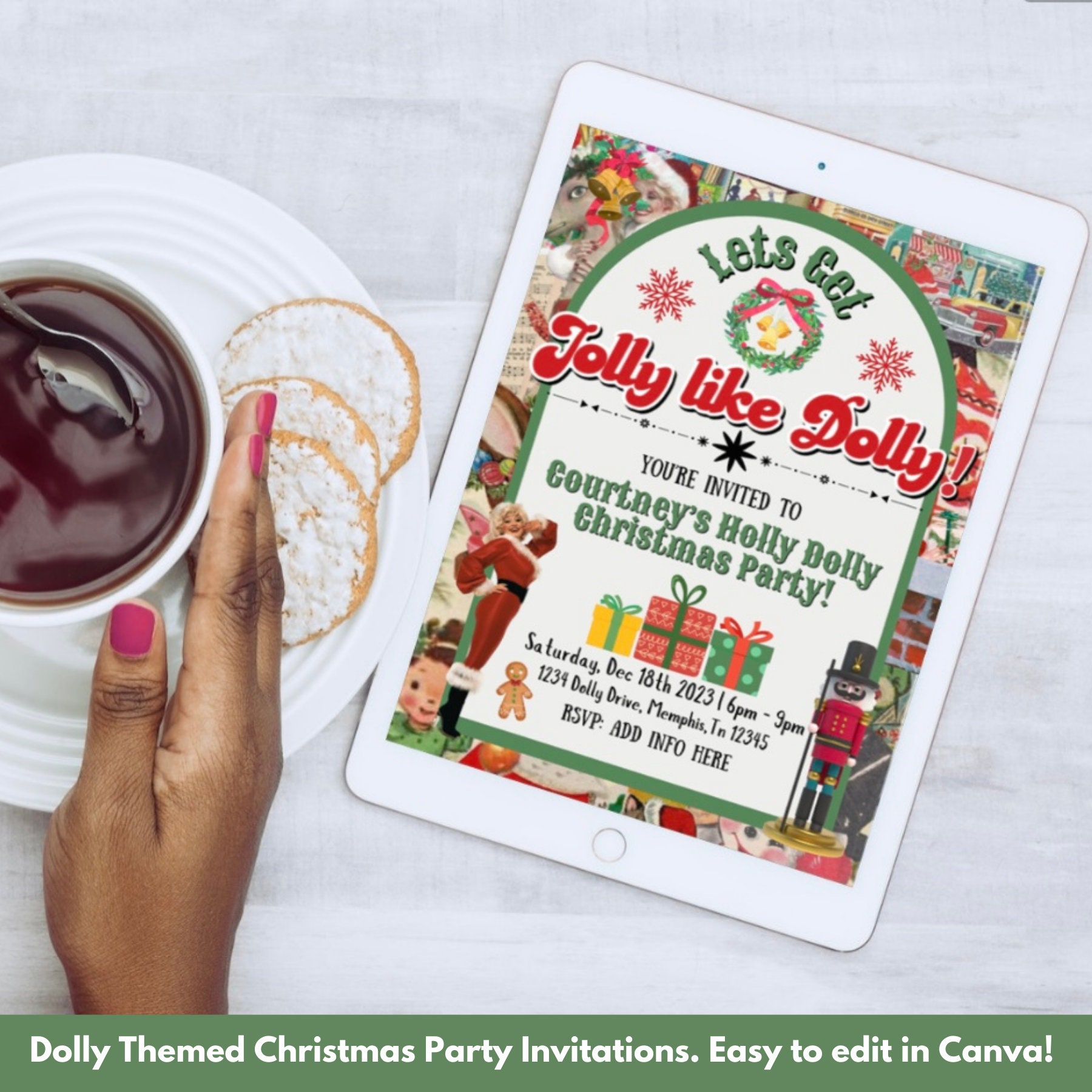 Dolly Parton, Retro Christmas Invitation, Christmas Card, Christmas ...