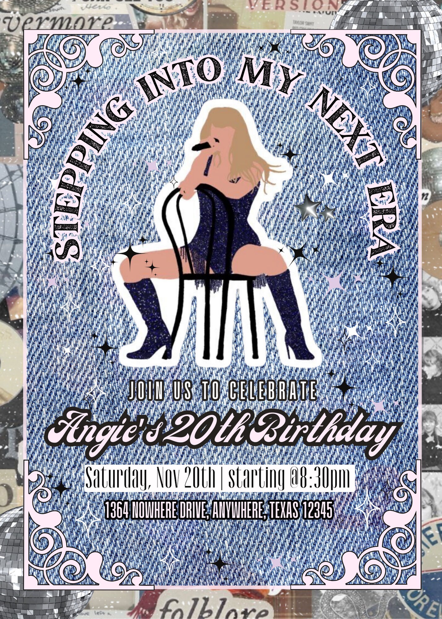 Eras Swiftie Inspired Birthday Invitation Swiftie Merch Country Music ...