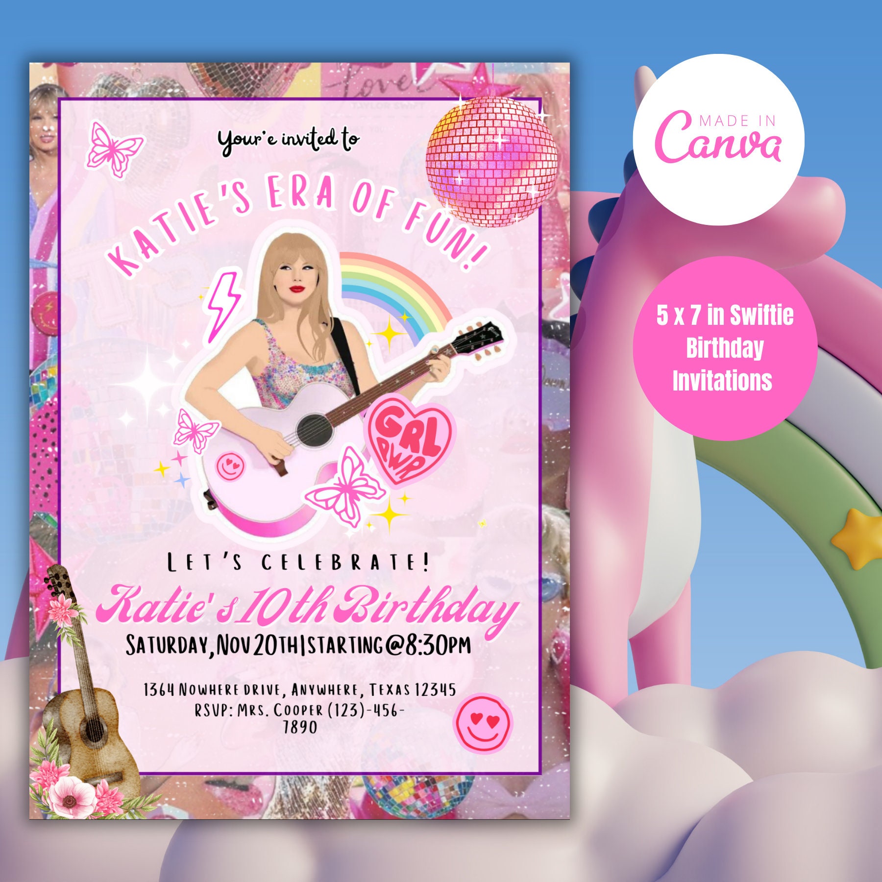 Eras Swiftie Inspired Birthday Party Swiftie Merch invitation Template ...