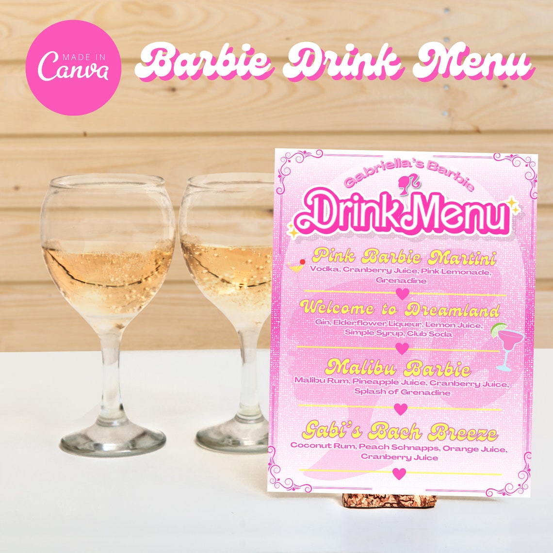 Pink Doll Inspired Drink Menu, Cocktail Recipes, Bachelorette Party ...
