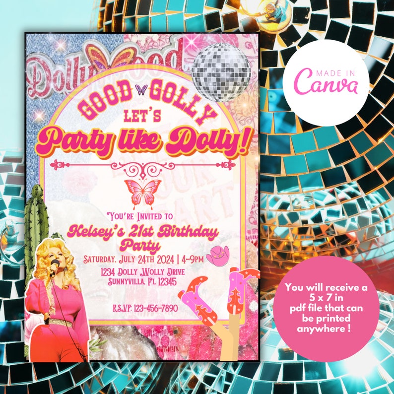 Personalized Dolly Parton Invitations, Custom Invitations, Dolly Parton ...