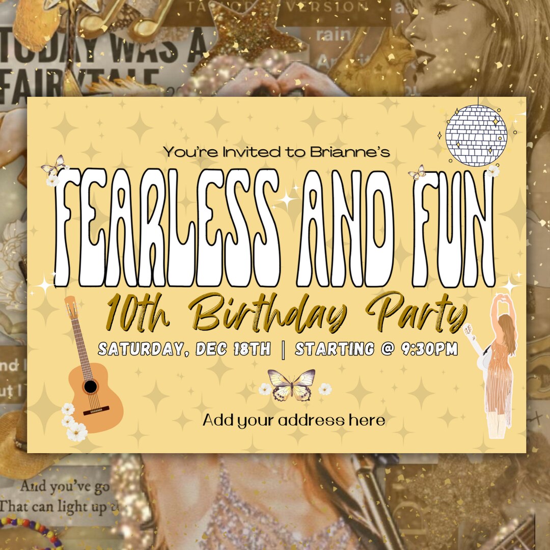 Eras | Fearless and Fun | Birthday Party | Swiftie Merch |invitation ...