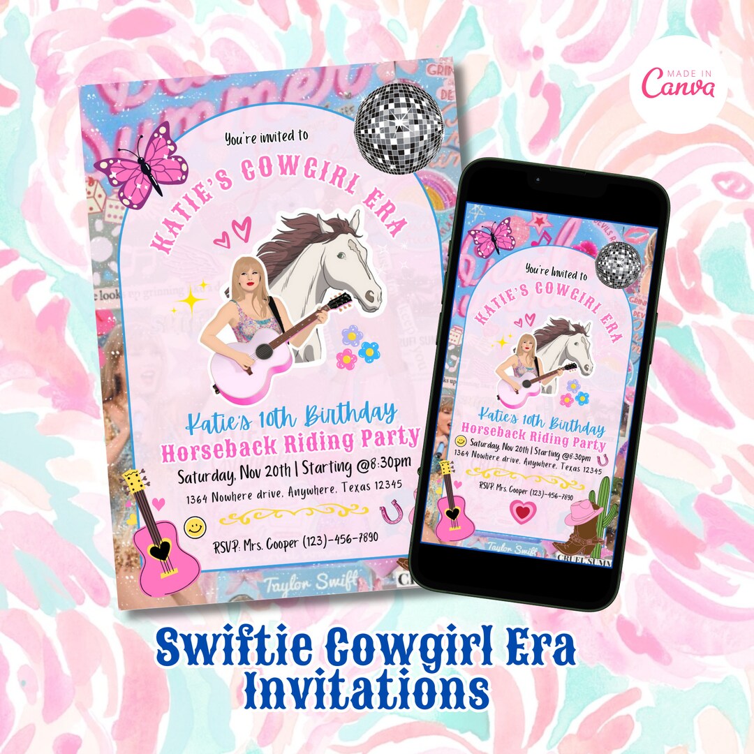 Horseback Riding Party, Swiftie Inspired, Birthday Party, Invitation ...