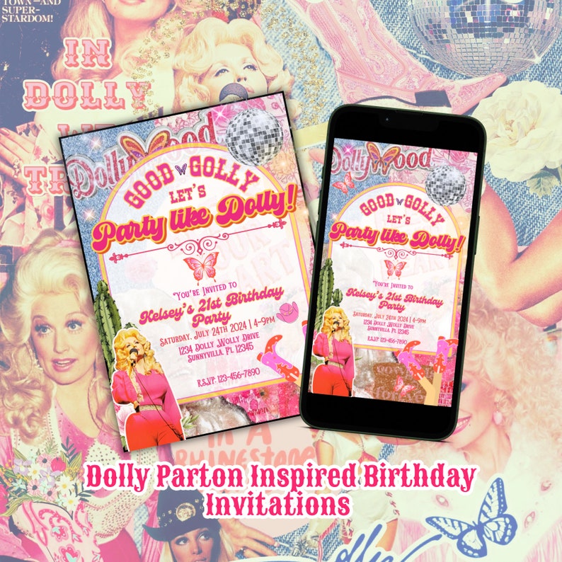 Personalized Dolly Parton Invitations, Custom Invitations, Dolly Parton ...