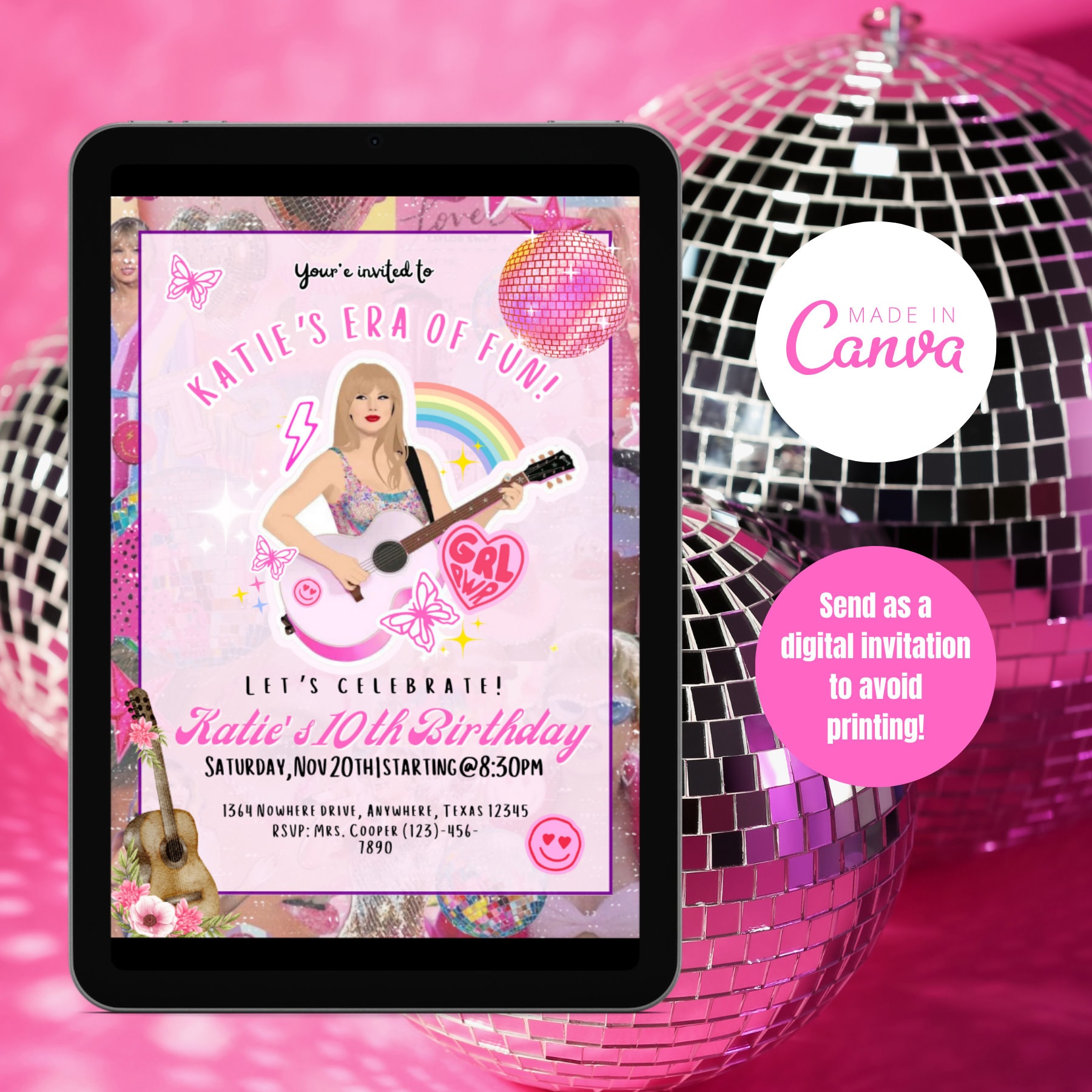 Eras Swiftie Inspired Birthday Party Swiftie Merch invitation Template ...