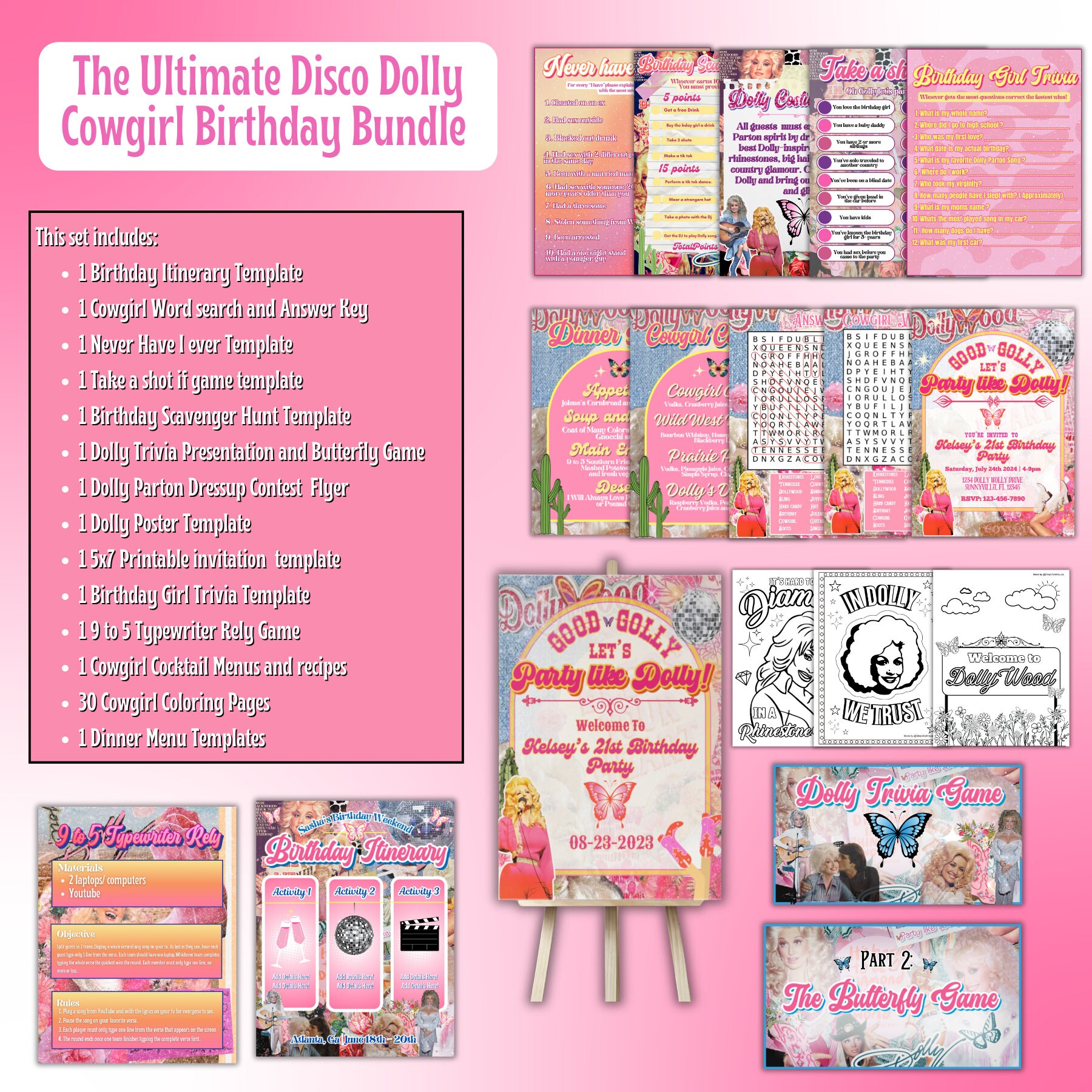 Dolly Parton, Party Games, Birthday Game Bundle, Adult Party Games ...