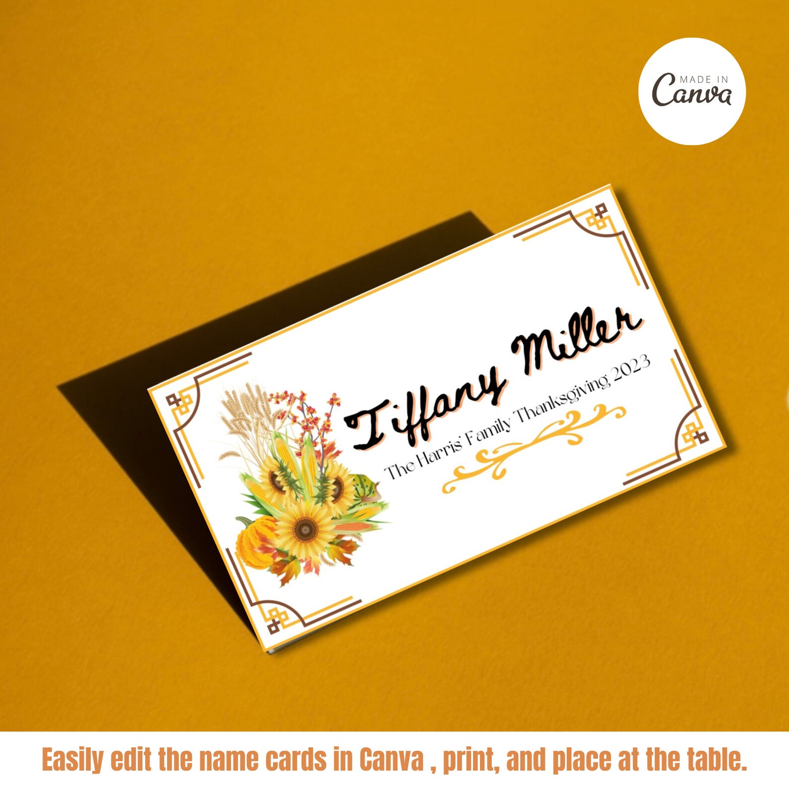 Thanksgiving Menu and Name Card | Fall Party |holiday Dinner Party ...