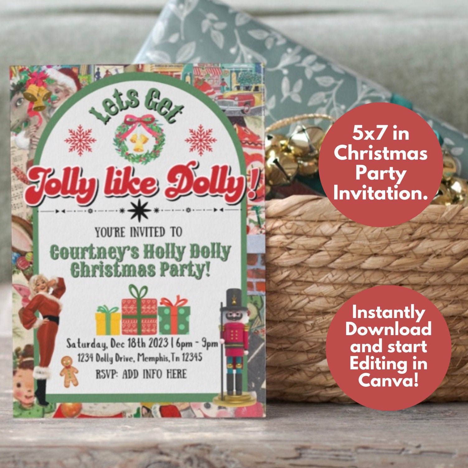 Dolly Parton, Retro Christmas Invitation, Christmas Card, Christmas ...