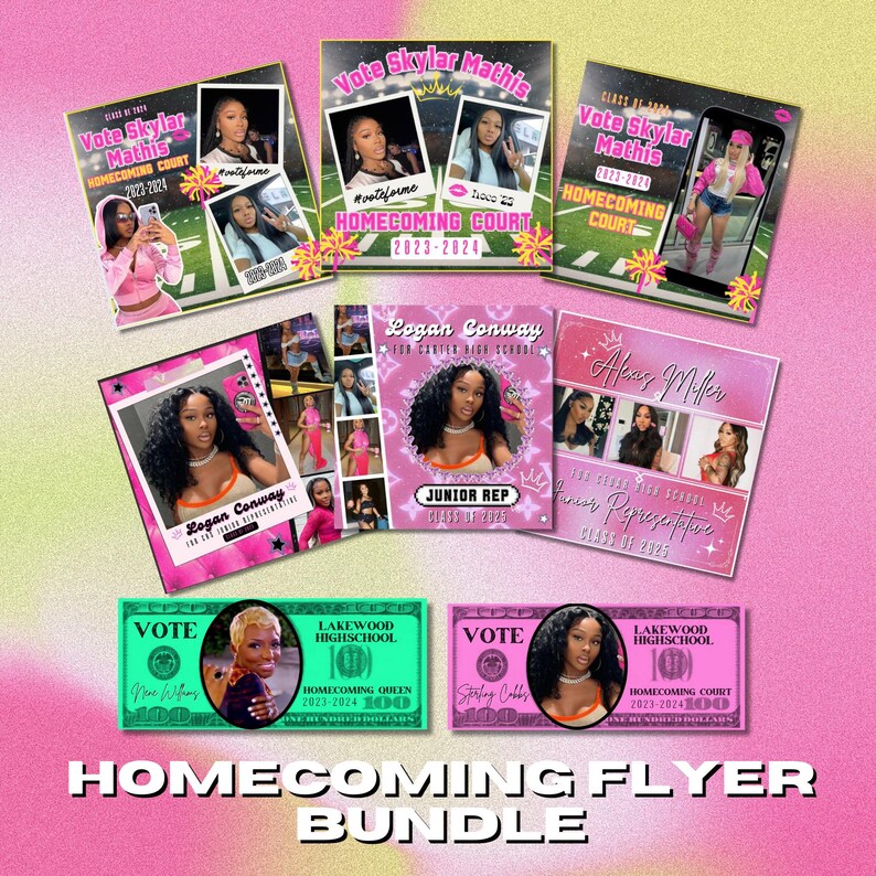 Homecoming Queen Campaign Flyer Bundle: Social Media Templates (digital ...