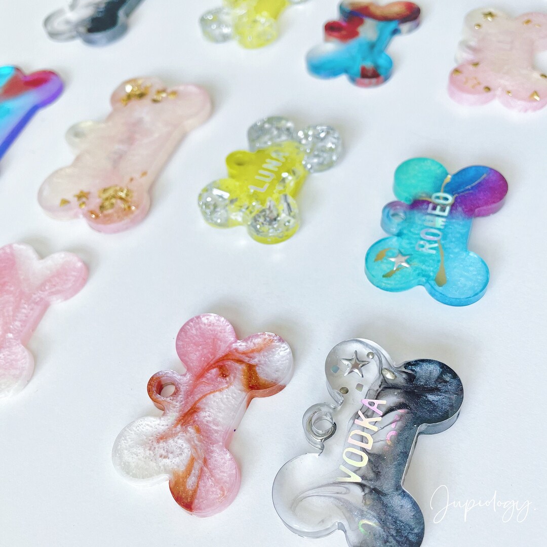 Handmade Pet Tag, Resin Dog Tags, Custom Resin Tags With Iridescent ...