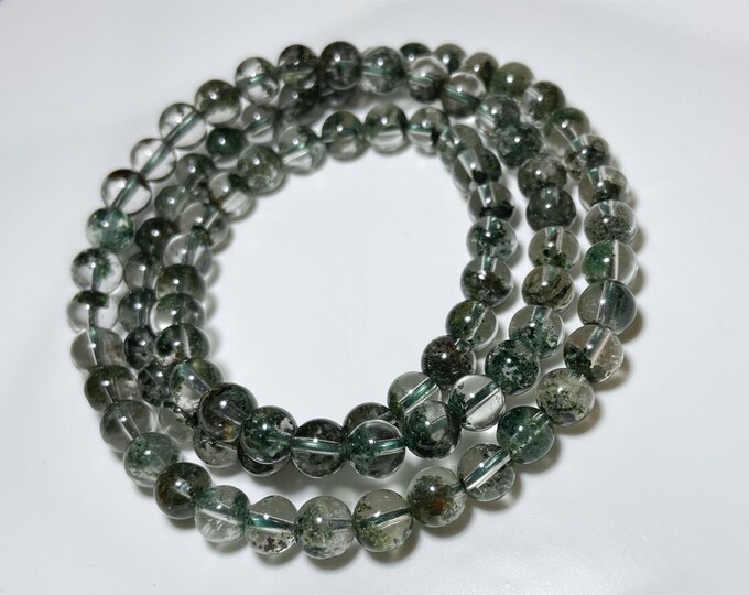 6.7mm Natural Green Phantom Quartz Three Wraps Bracelet High - Etsy