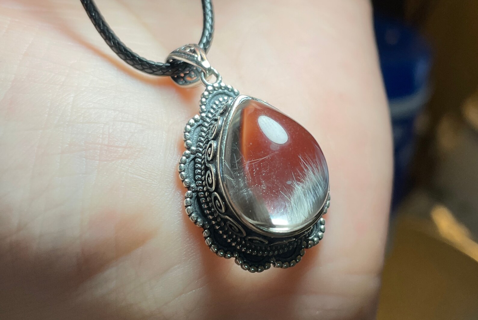 Stone 13x17 Natural Silver Rutilated Quartz Pendant Solid | Etsy