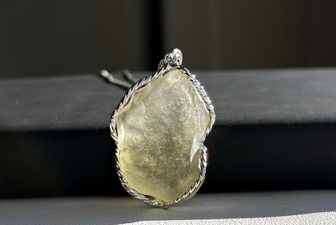 13.543 Grams, Natural Authentic Libyan Desert Glass Tektite Silver ...