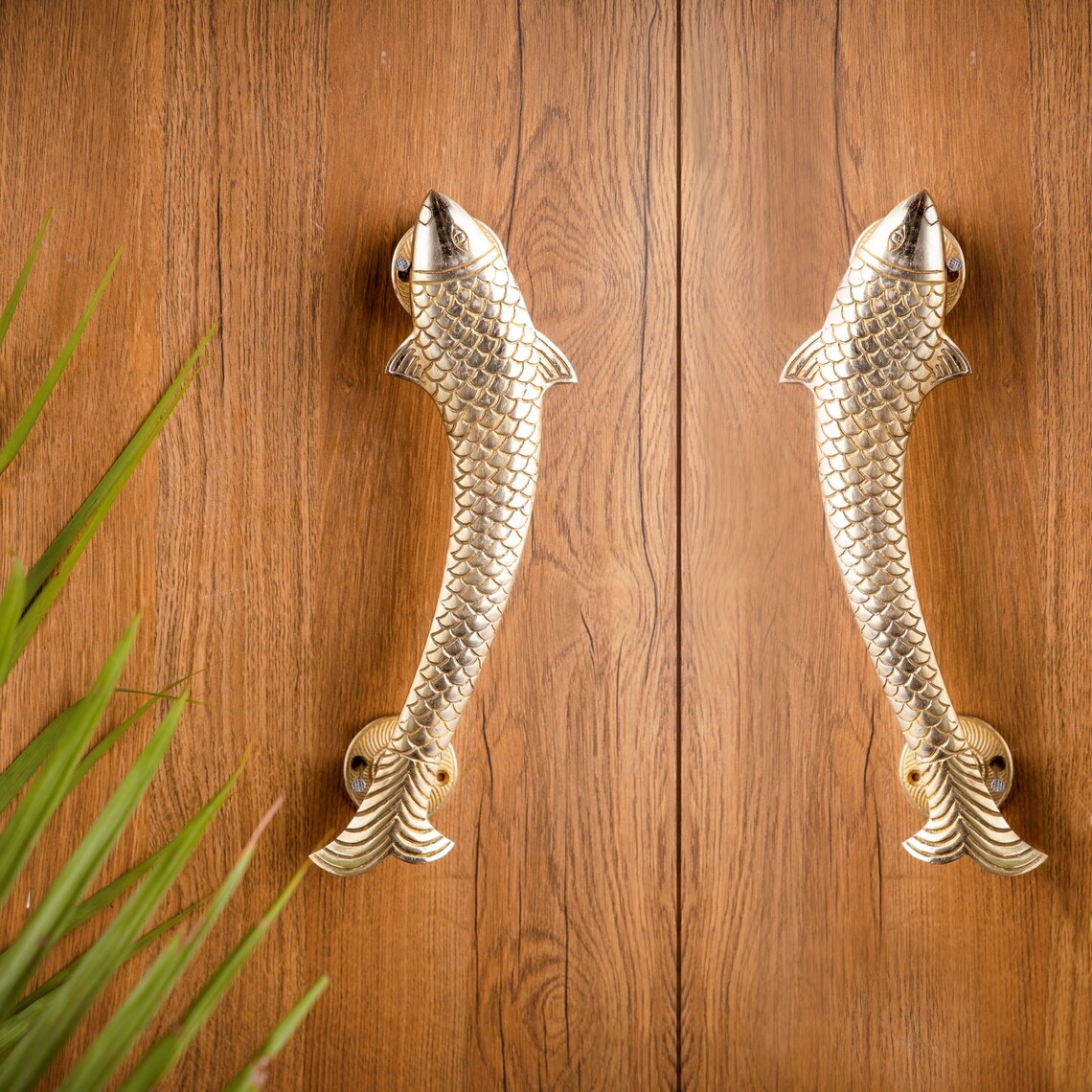 Brass Fish Door Handle Set 2 Handles | Etsy