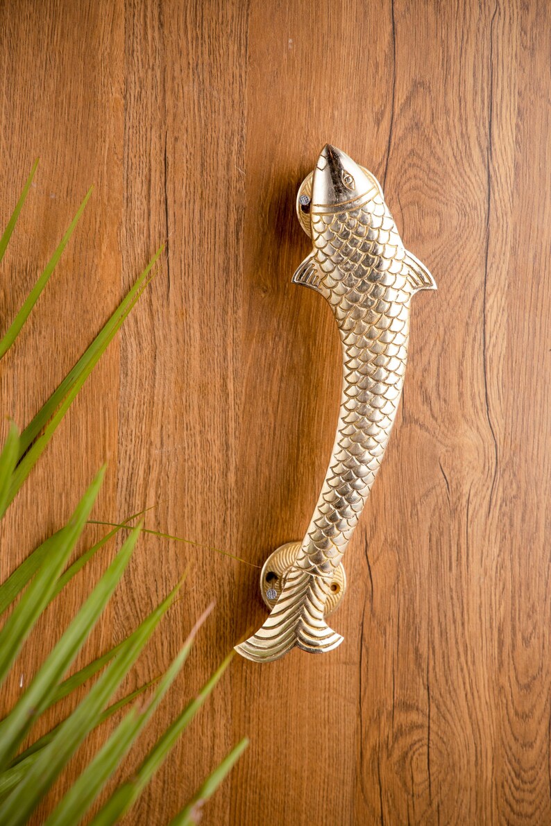 Brass Fish Door Handle Set 2 Handles | Etsy