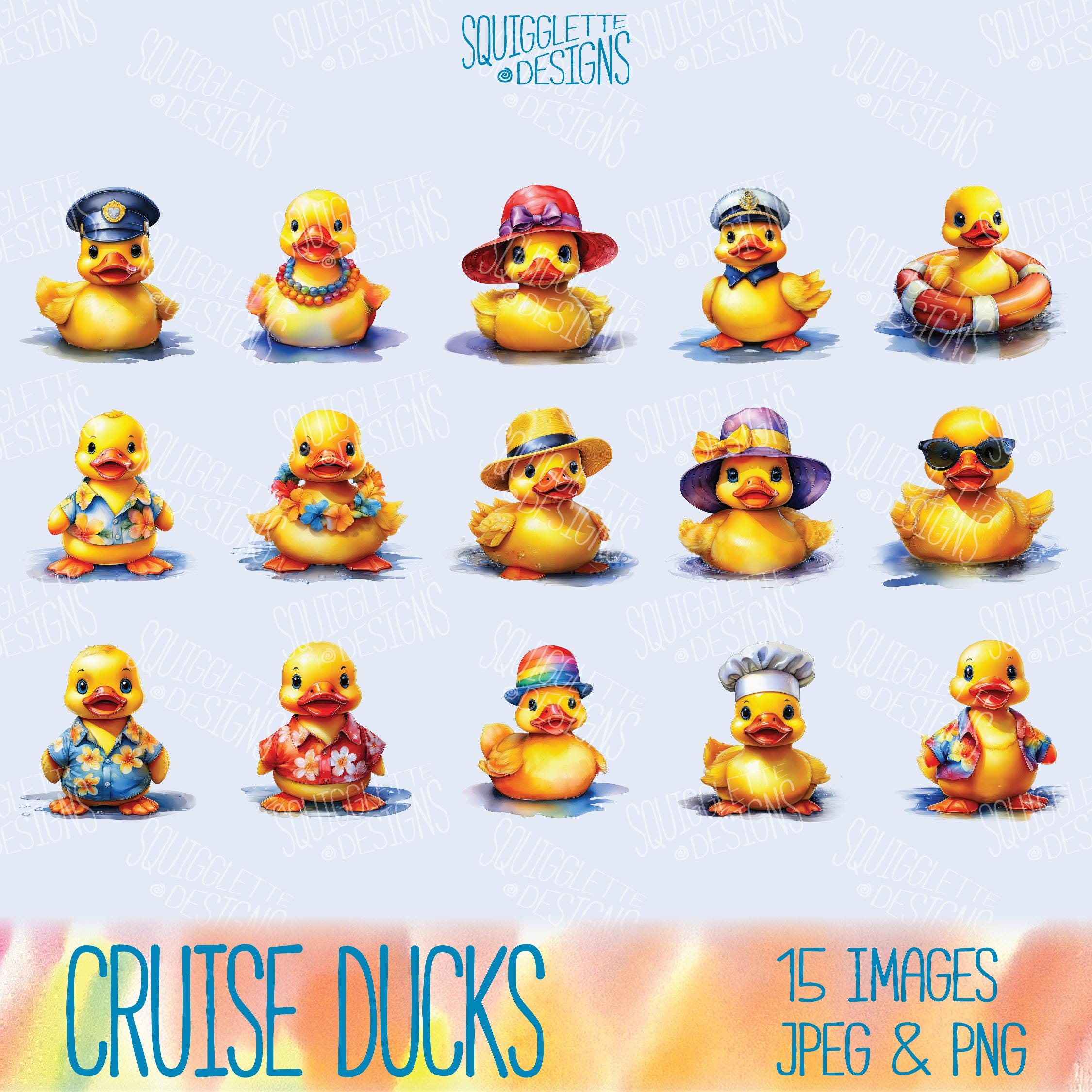 Cruise Ducks | 15 Watercolor Rubber Duck Clip Art | Nautical Duck PNG ...